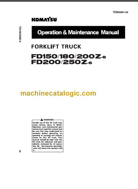 Komatsu Fd150 180 Operation Manual Machine Catalogic