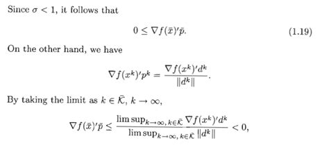 Convergence Divergence A Question About A Proof In Nonlinear Programming Book Mathematics