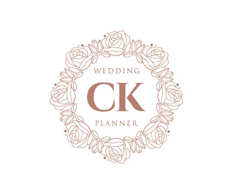Ck Initials Letter Wedding Monogram Logos Collection Hand Drawn Modern Minimalistic And Floral