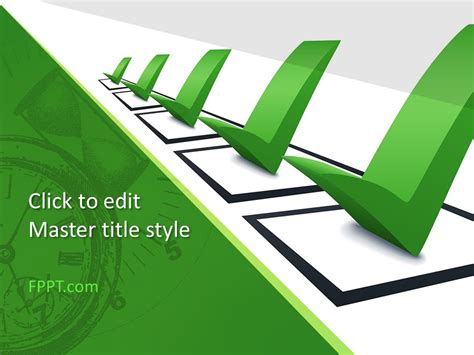 Free Green Checklist Powerpoint Template And Presentation Slides