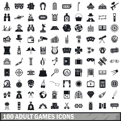 Adult Games Icons Set Simple Style Vector Art At Vecteezy