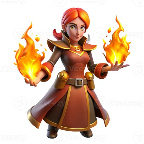 Extraordinary Modern 3d Render Of A Female Fire Mage 4k 56758857 Png