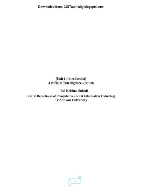 Artificial Intelligence Unit 1 Introduction Pdf Artificial
