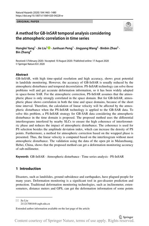 A Method For Gb Insar Temporal Analysis Considering The Atmospheric