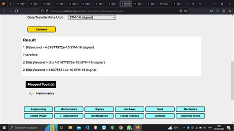 How To Convert Bitssecond To Stm 16 Signal Data Transfer Rate Units