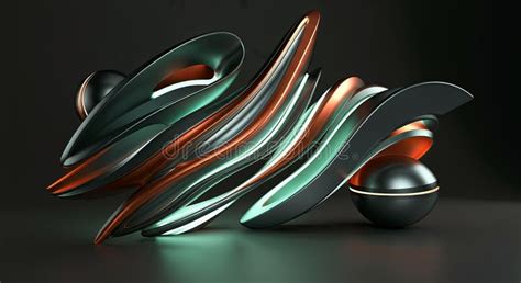Surreal Metallic Sculpture With Flowing Curves And Vibrant Hues Creating A Dynamic Sense Of