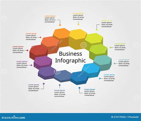 Hexagon Step Template For Infographic For Presentation For Element Stock Vector