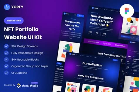 yorfy nft portfolio website ui kit graphic by strealcreative · creative