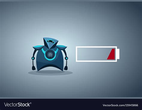 Modern Robot Low Battery Charge Artificial Vector Image
