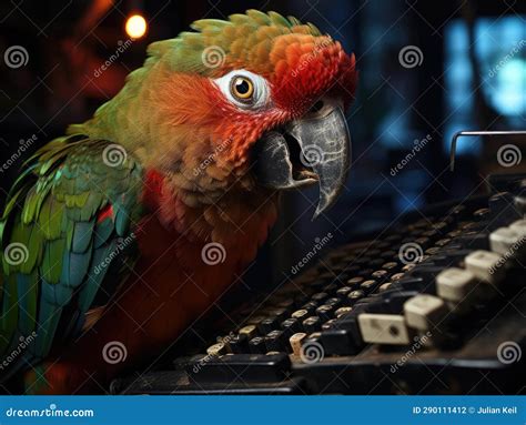 Parrot Typing Content Writing Representation Stock Illustration Illustration Of Communication
