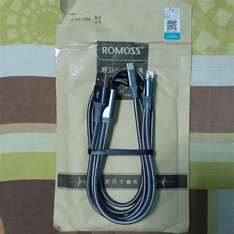 Romoss 3 In 1 Universal Charging Cable 1 5m Apple Lightning 8 Pin Andriod Micro USB Type C