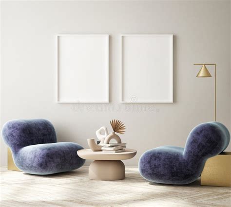 Mock Up Poster Frame In Modern Interior Background Living Room Art Deco