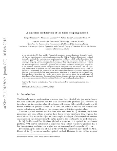 Pdf A Universal Modification Of The Linear Coupling Method