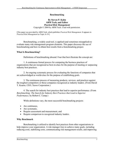 benchmarking basic pdf