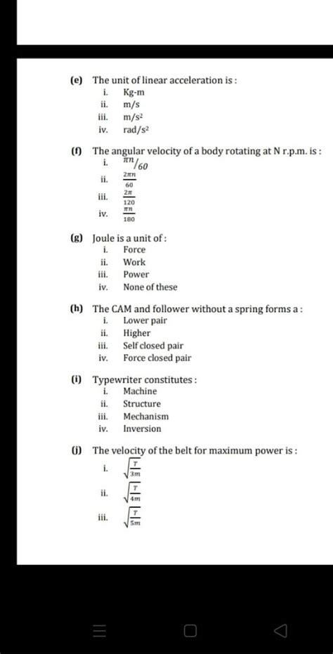 The Angular Velocity Of A Body Rotating At N R P M Is Filo