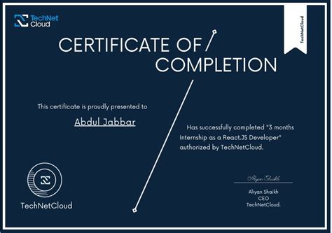Completed Reactjs Internship At Tech Net Cloud Abdul Jabbar Posted On The Topic Linkedin