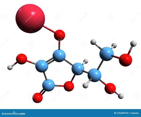 3d Image Of Sodium Ascorbate Skeletal Formula Stock Illustration