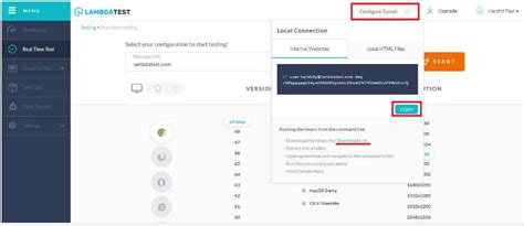 automated screenshot of locally hosted pages with lambdatest tunnel