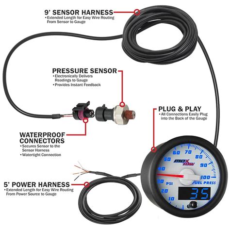 Maxtow Double Vision 100 Psi Fuel Pressure Gauge Kit Includes
