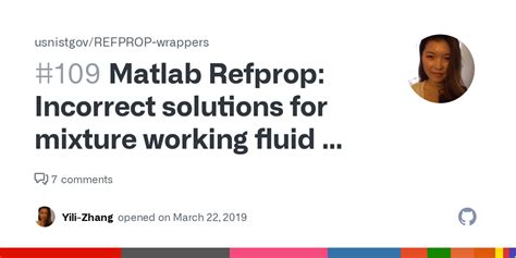 Matlab Refprop Incorrect Solutions For Mixture Working Fluid Unit System Issue Issue