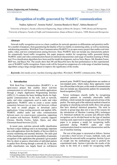 Pdf Recognition Of Traffic Generated By Webrtc Communication