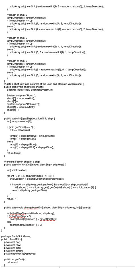 Solved Package Battleship Game Import Javautilarraylist