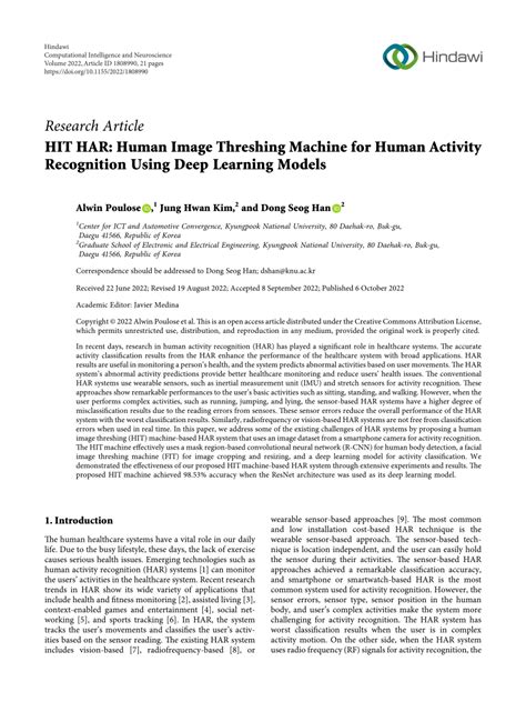 Pdf Hit Har Human Image Threshing Machine For Human Activity Recognition Using Deep Learning