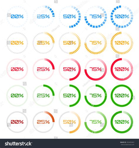 Set Progress Indicator Circles Vector Illustration Stock Vector Royalty Free 203403463