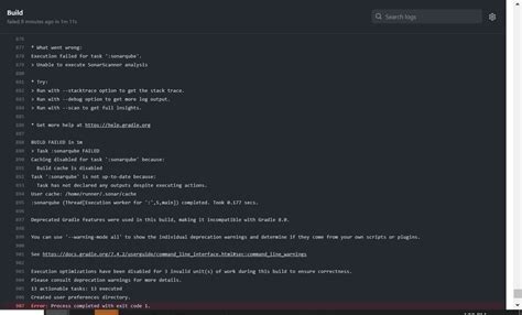 Integrating Sonarqube Gradle Project With Github Actions Build Is Failing In Github Actions