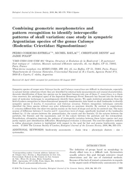 Pdf Combining Geometric Morphometrics And Pattern Recognition To Identify Interspecific