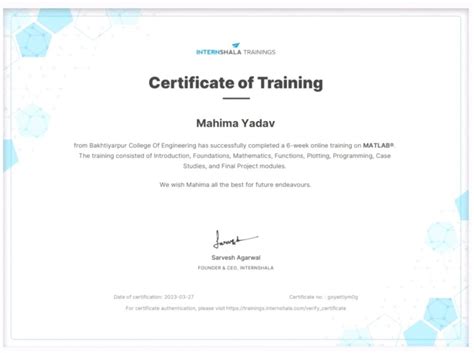 Mahima Yadav On Linkedin Internshala Matlab Training