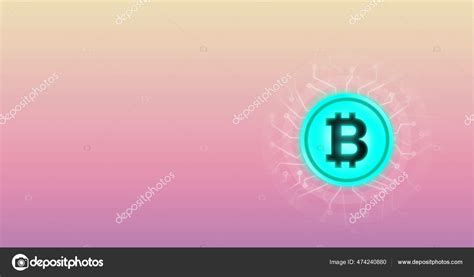 composition bitcoin symbol connections pink background global