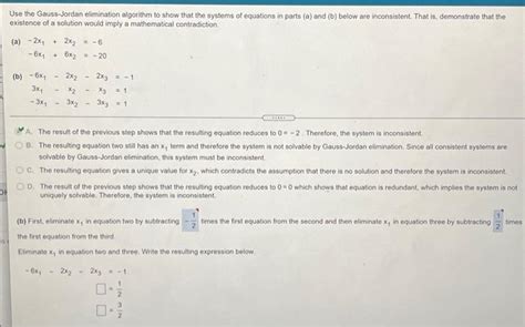 Solved Use The Gauss Jordan Elimination Algorithm To Show