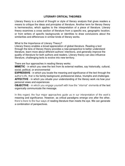 Literary Critical Theories Pdf