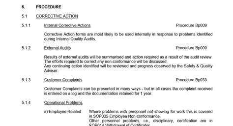 Standard Operating Procedure Corrective And Preventive Action Business