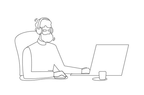 Man Coder Development Programming Computer Vector Illustration By