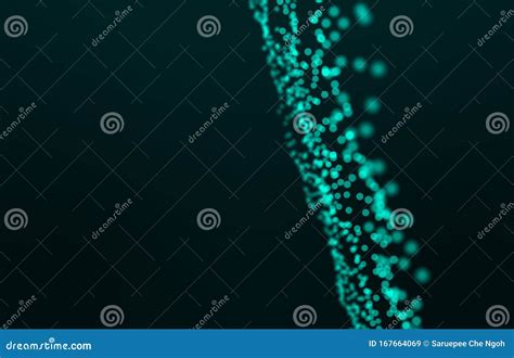 3d rendering wave points fractal grid futuristic science infographic