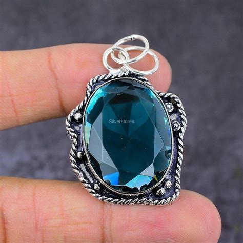 Remarkable Blue Tourmaline Pendant Blue Gemstone Pendant Pendant 925