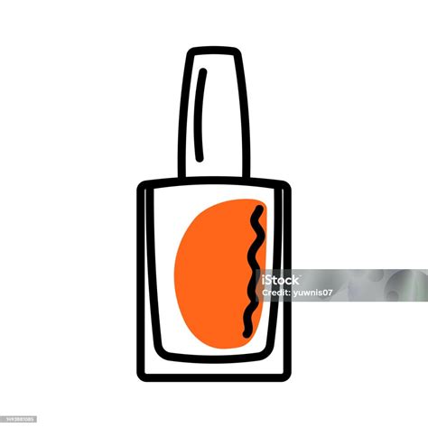 매니큐어 페디큐어 벡터 일러스트레이션을 위한 검은색 선이 있는 주황색 매니큐어 아이콘 0명에 대한 스톡 벡터 아트 및 기타 이미지 0명 검은색 귀여운 Istock