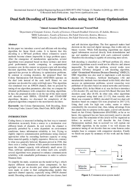 Pdf Dual Soft Decoding Of Linear Block Codes Using Ant Colony Optimization