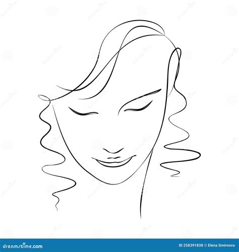 One Continuous Line Hand Drawn Vector Art With Beautiful Woman Face In Elegant Curve Black