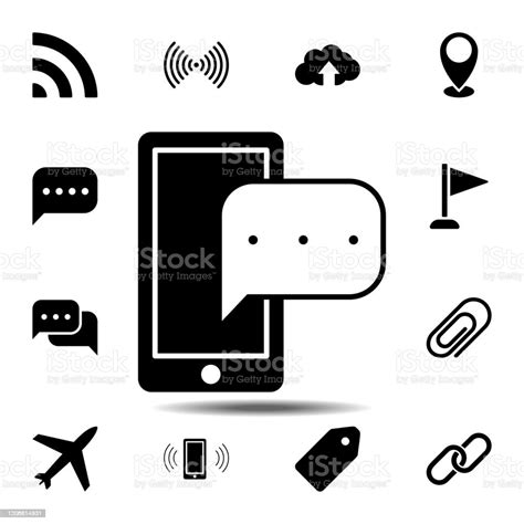 메시지 아이콘이 있는 전화 웹의 간단한 글리프 벡터 요소 Ui 및 Ux 웹 사이트 또는 모바일 응용 프로그램에 대한 설정 최소 아이콘 0명에 대한 스톡 벡터 아트 및 기타