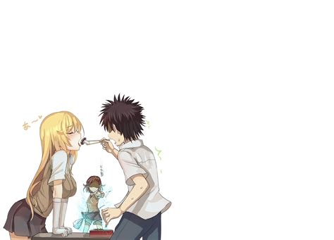 Misaka Mikoto Shokuhou Misaki And Kamijou Touma Toaru Majutsu No