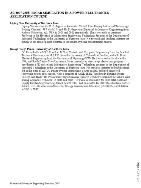 Ac 2007 2855 Pscad Simulation In A Power Electronics Application Course Pdf Power Inverter