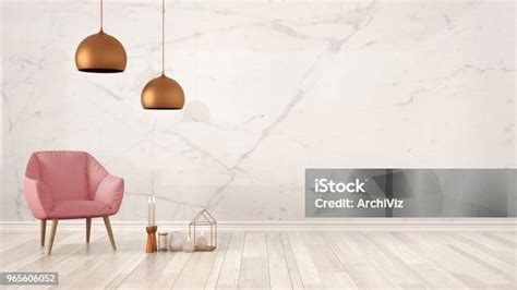 대리석 벽 핑크 안락의 자 양 초 및 나무 마루 바닥 거실 인테리어 디자인 복사 공간에 장식 미니 멀 건축가 디자이너 개념 배경 구리에 대한 스톡 사진 및 기타 이미지