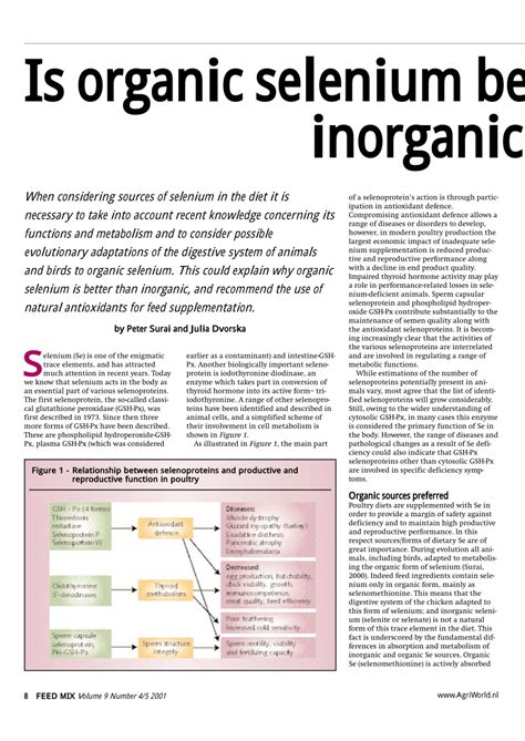 Pdf Is Organic Selenium Better Than Inorganic Sources