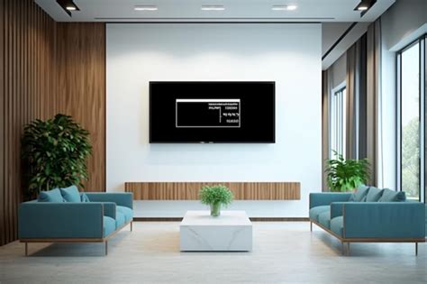 Premium Ai Image There Is A Large Television Mounted On The Wall In A