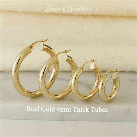 Real Gold Hoop Earrings Etsy
