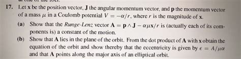 solved 17 l et x be the position vector j the angular