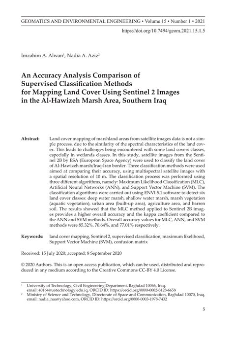 Pdf An Accuracy Analysis Comparison Of Supervised Classification
